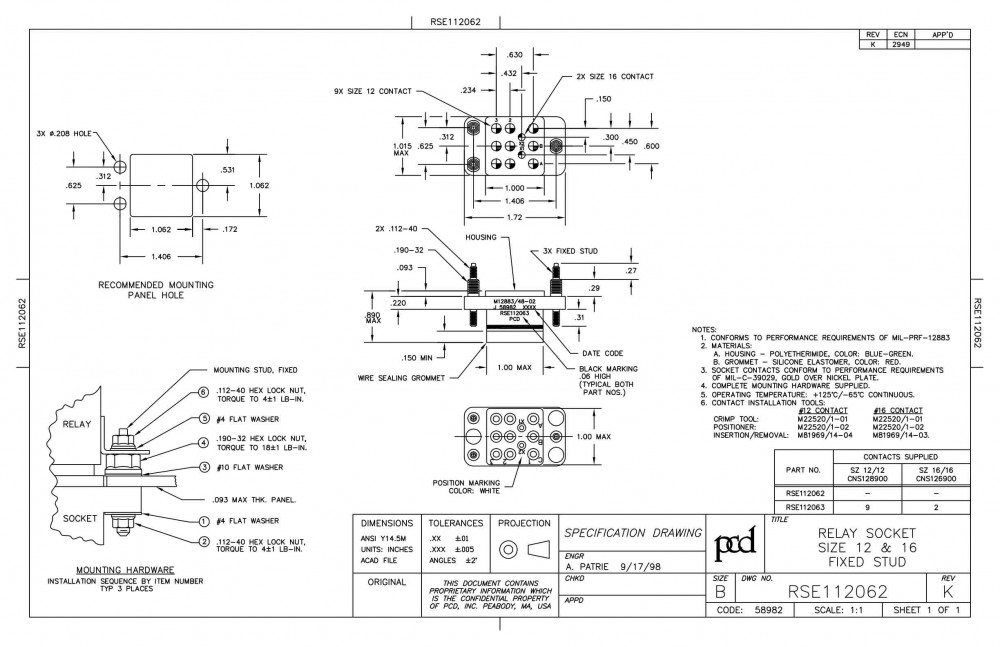Amphenol RSE112062 specification drawing