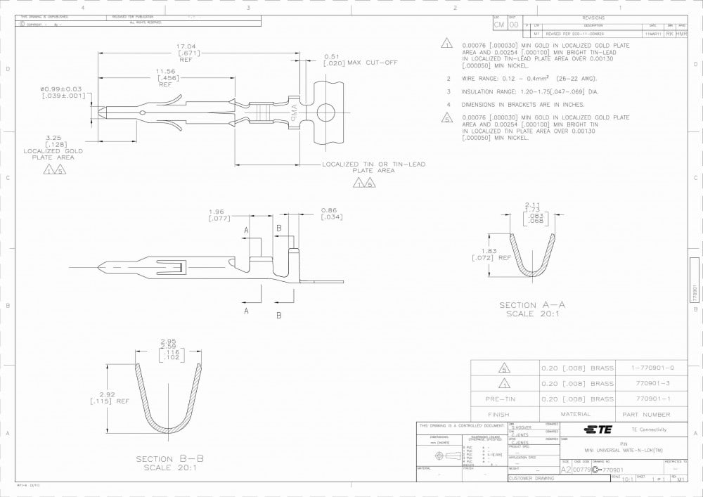 TE Connectivity 770901-1 customer drawing preview