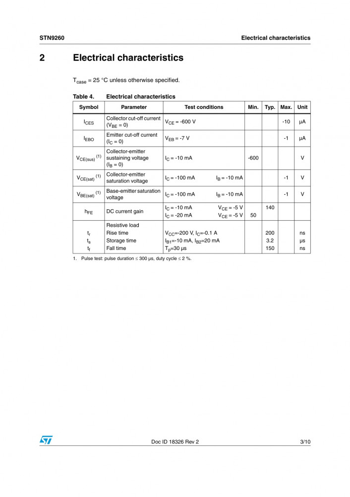 STN9260 datasheet page 3