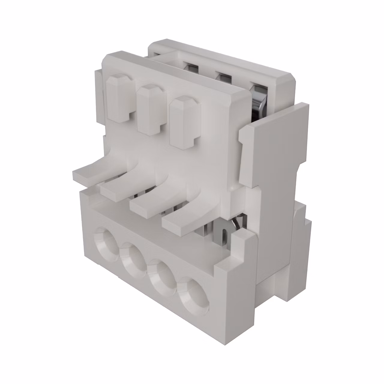 Appli-Mate RAST 2.5 IDT Housing, 2.50mm Pitch, with Side Latches, Female, 4 Circuits, Position Keys A & E Removed, Polarizing Rib Between 1/2, Black Color Stripe for sale