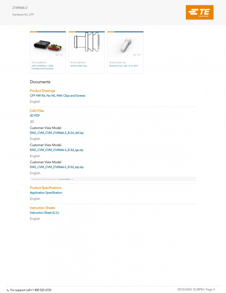 TE Connectivity 2169666-2 product document page 3