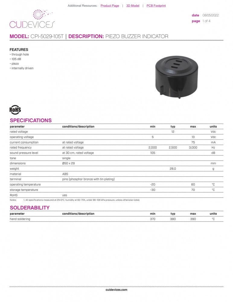 CPI-5029-105T datasheet page 1