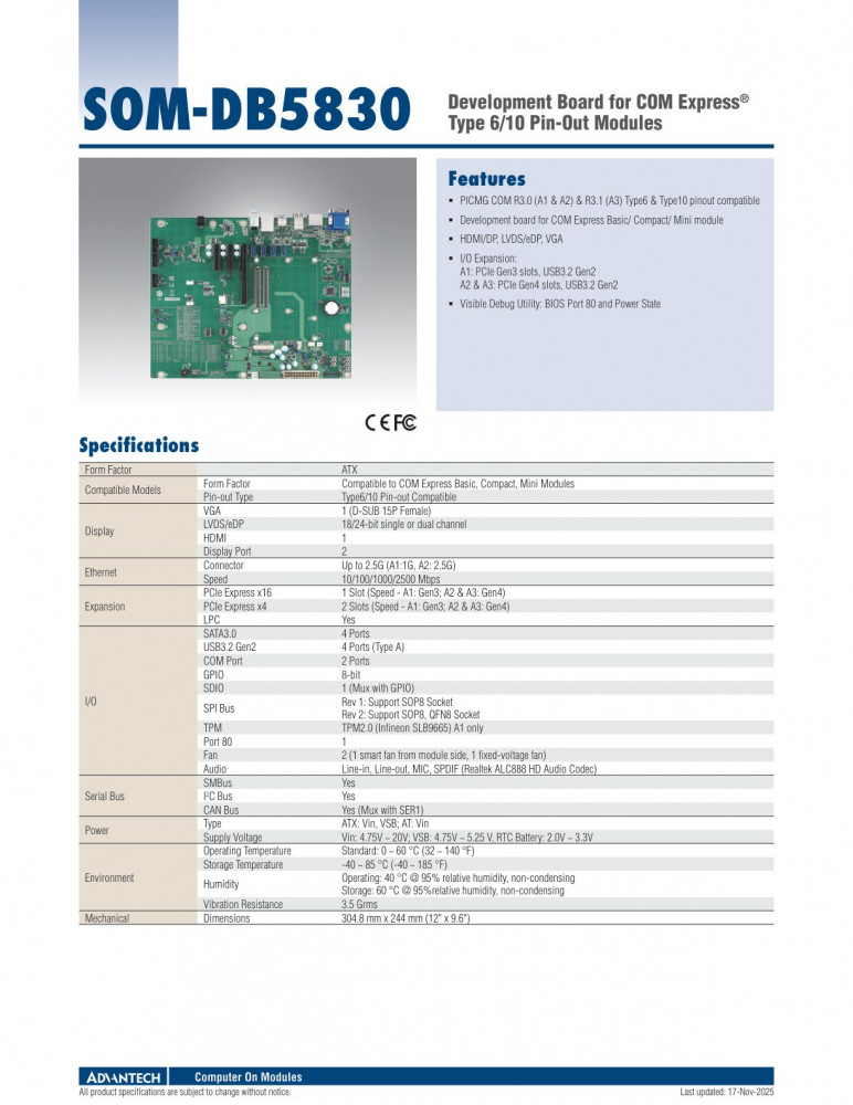 SOM-DB5830 product document page 1