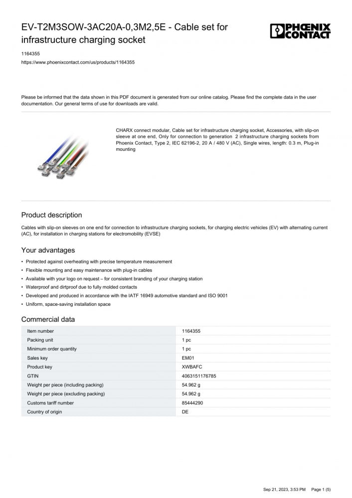 Phoenix Contact 1164355 documentation page 1