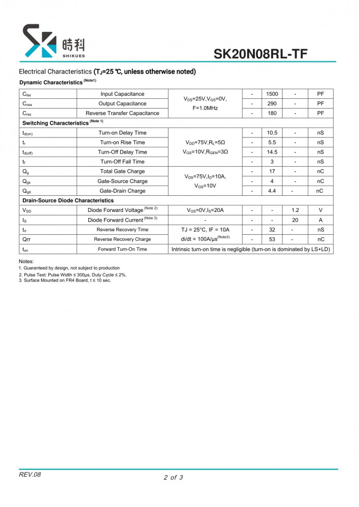SK20N08RL-TF datasheet page 2
