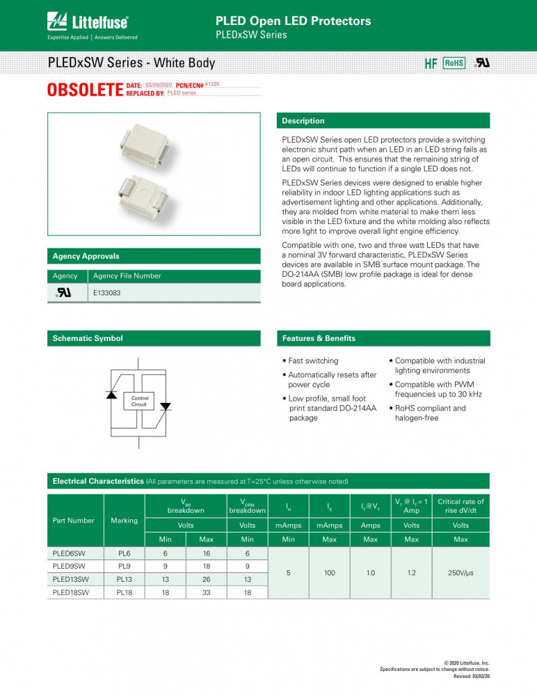 PLED13SW technical document page 1