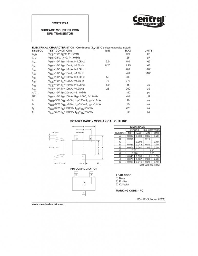 CMST2222A datasheet page 2