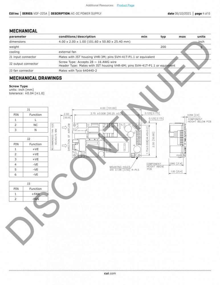 VOF-225A series datasheet page 4