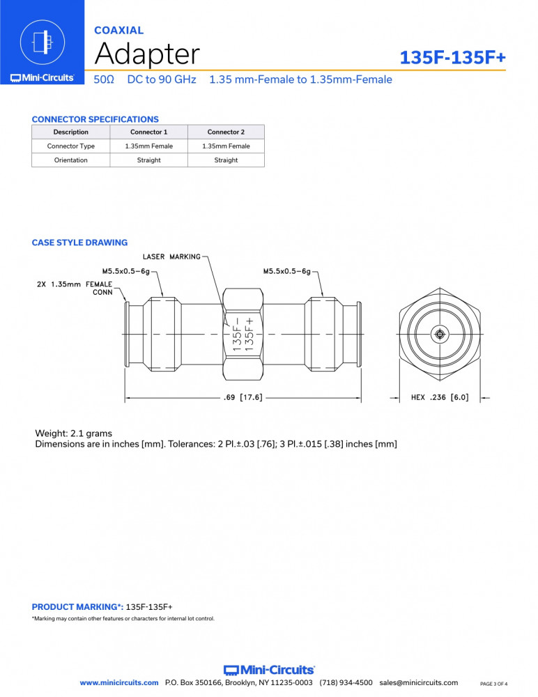 135F-135F+ product document, page 3