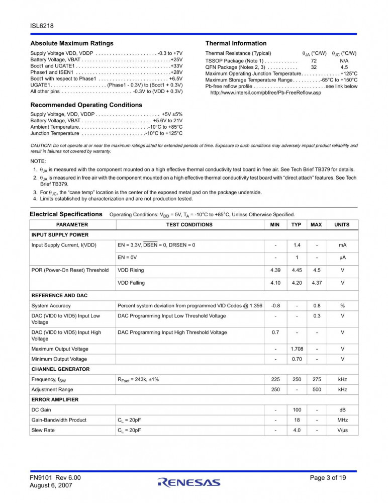 ISL6218 datasheet page 3