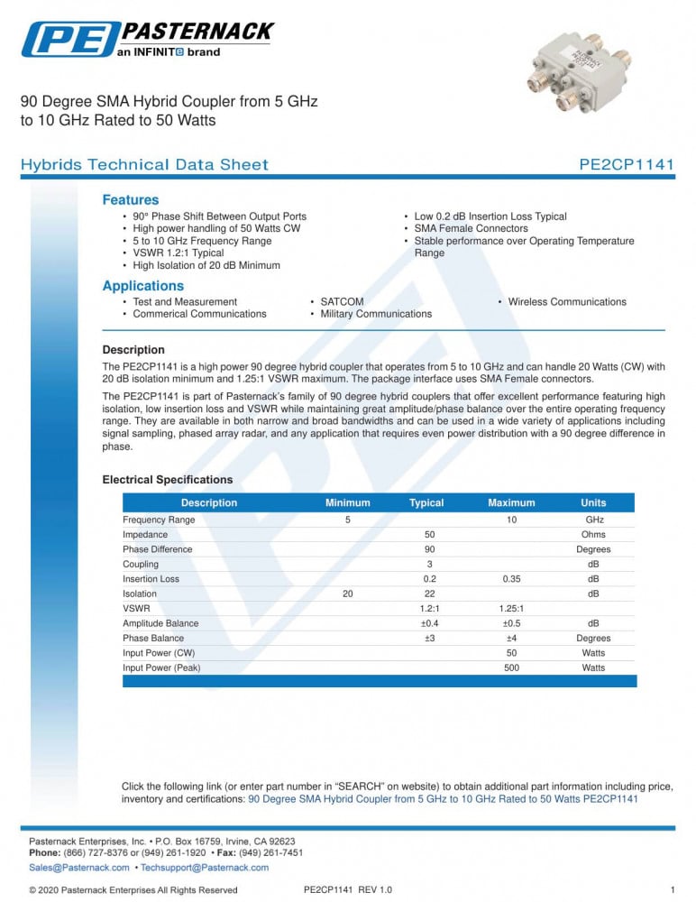 PE2CP1141 datasheet page 1