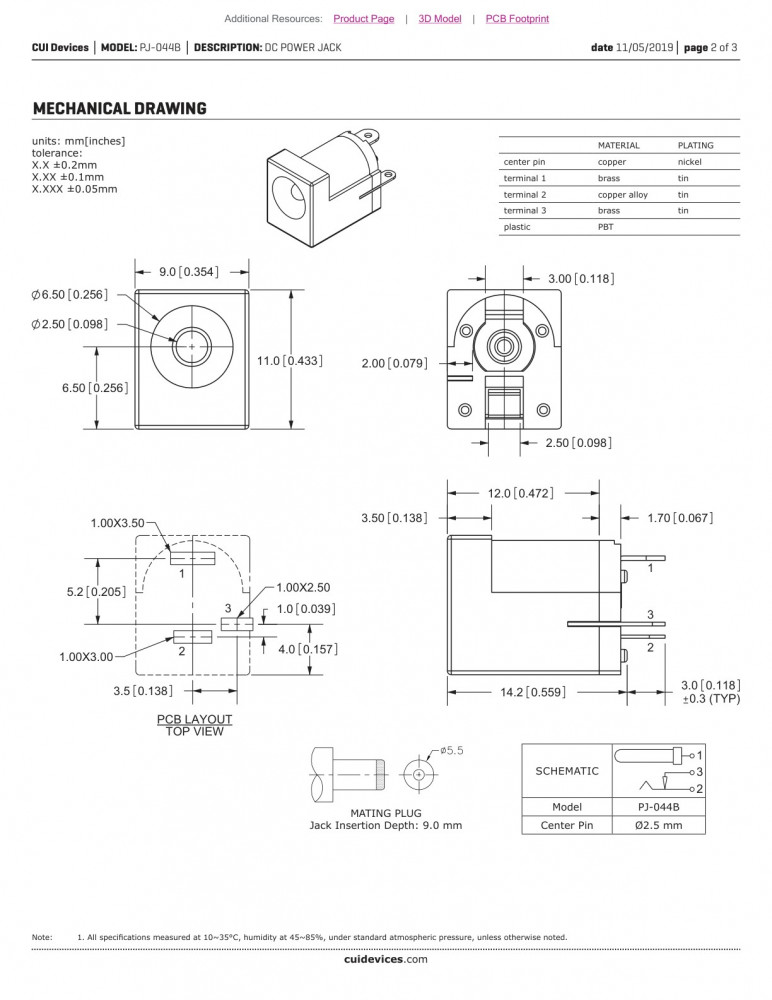 CUI PJ-044B datasheet page 2