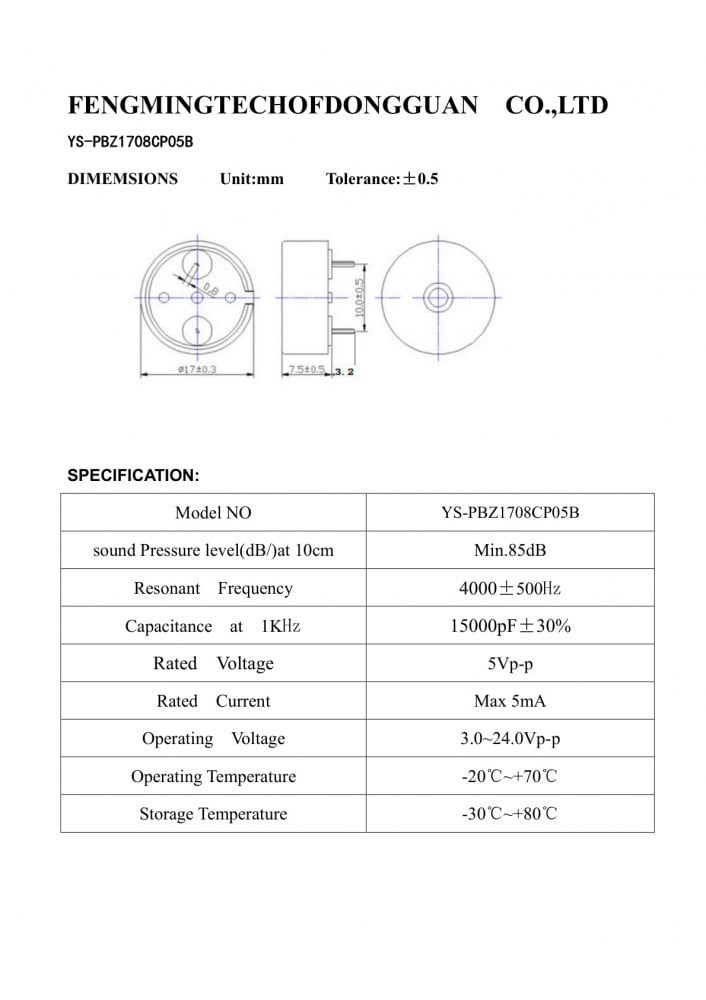 YS-PBZ1708CP05B specification page 2