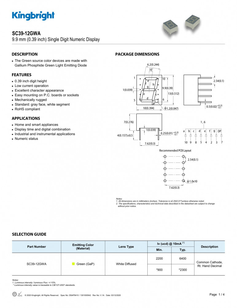 SC39-12GWA datasheet page 1