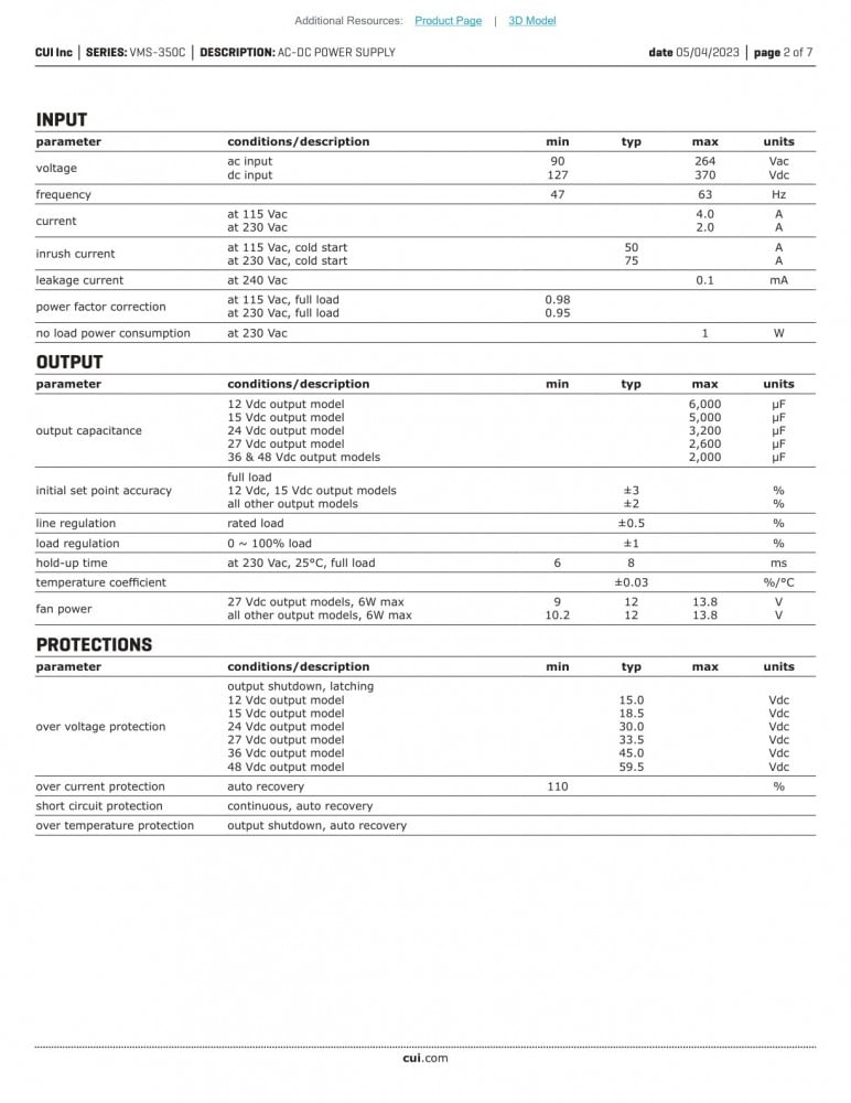 VMS-350C datasheet page 2