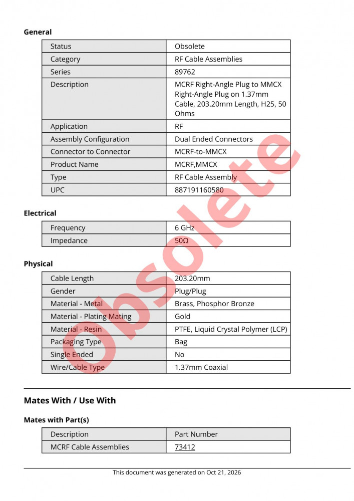 Molex 897620910 product drawing preview, page 2