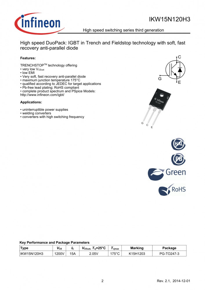 IKW15N120H3 datasheet page 2