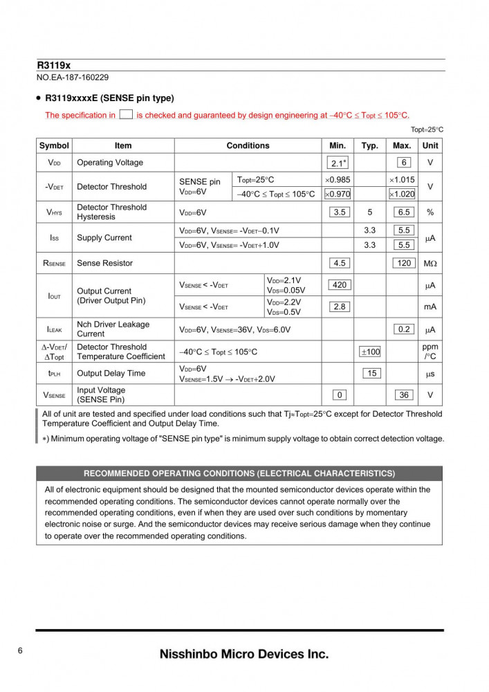 R3119x datasheet page 6