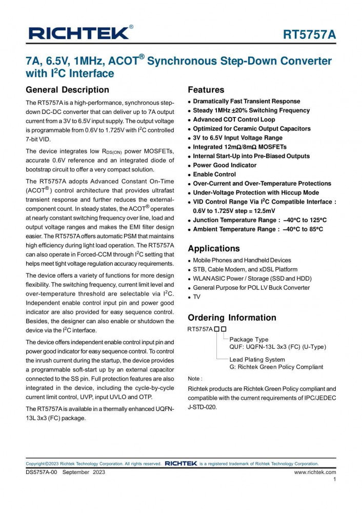 RT5757A datasheet page 1
