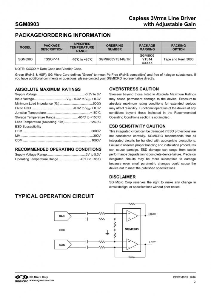SGM8903 datasheet page 2