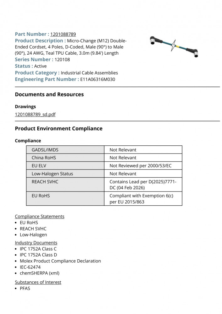 MOLEX 1201088789 product drawing page 1