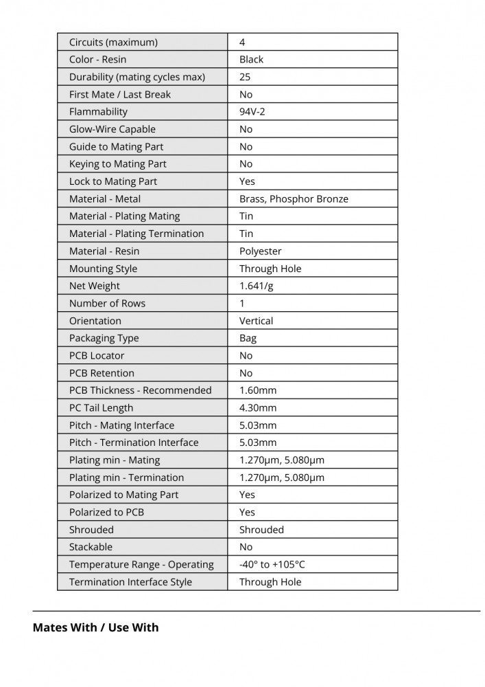 Technical document page 3 for MOLEX 10181047