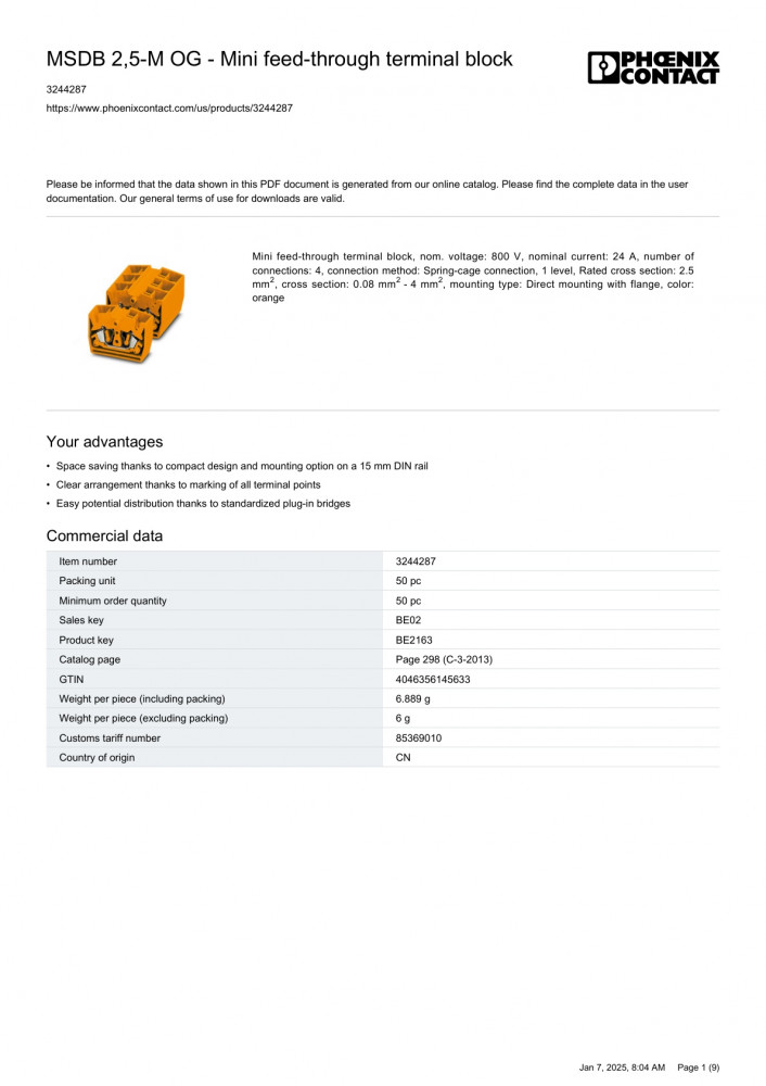 Phoenix Contact 3244287 technical document page 1
