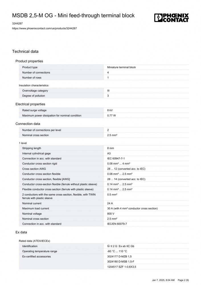 Phoenix Contact 3244287 technical document page 2