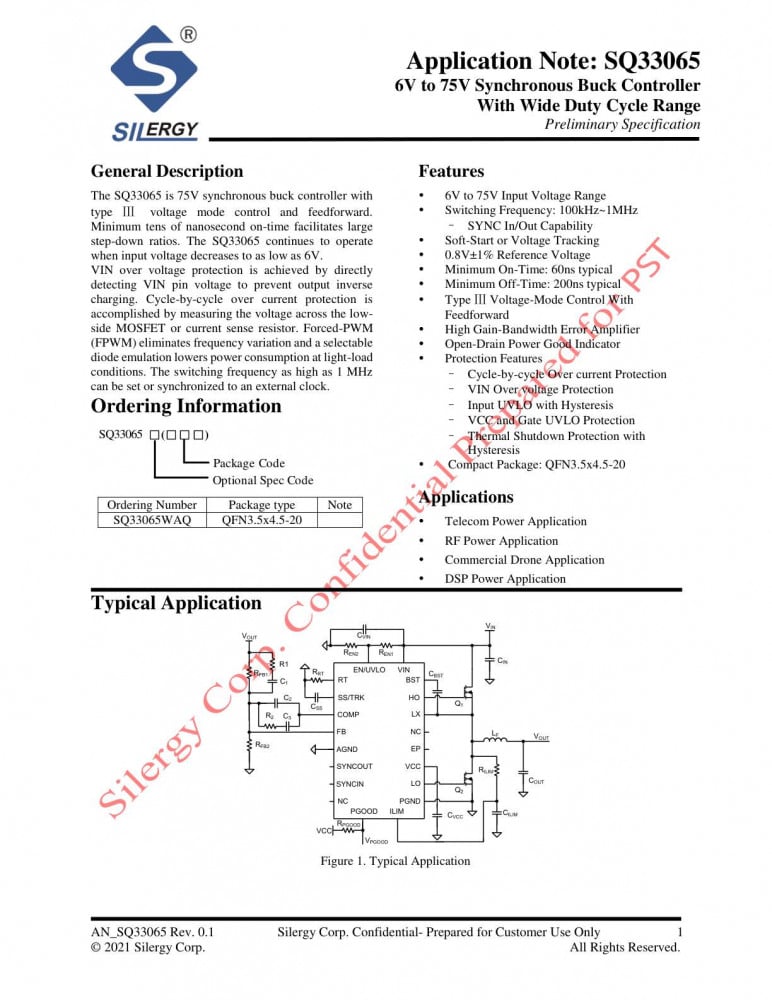 SQ33065WAQ datasheet page 1