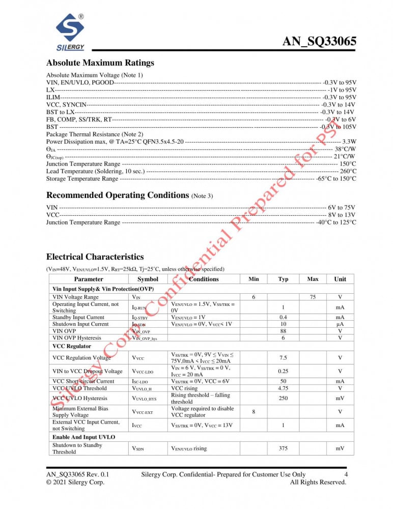 SQ33065WAQ datasheet page 4