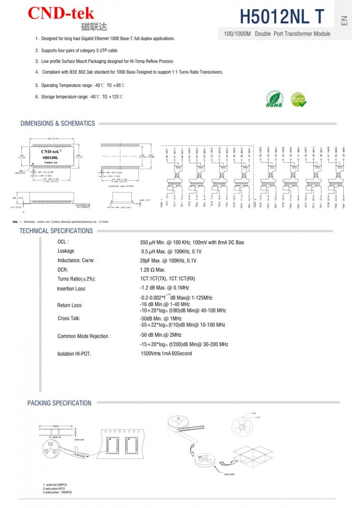 H5012NLT-CND technical document page
