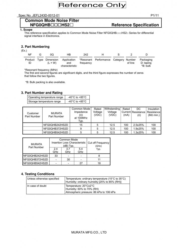 Murata specification page 1