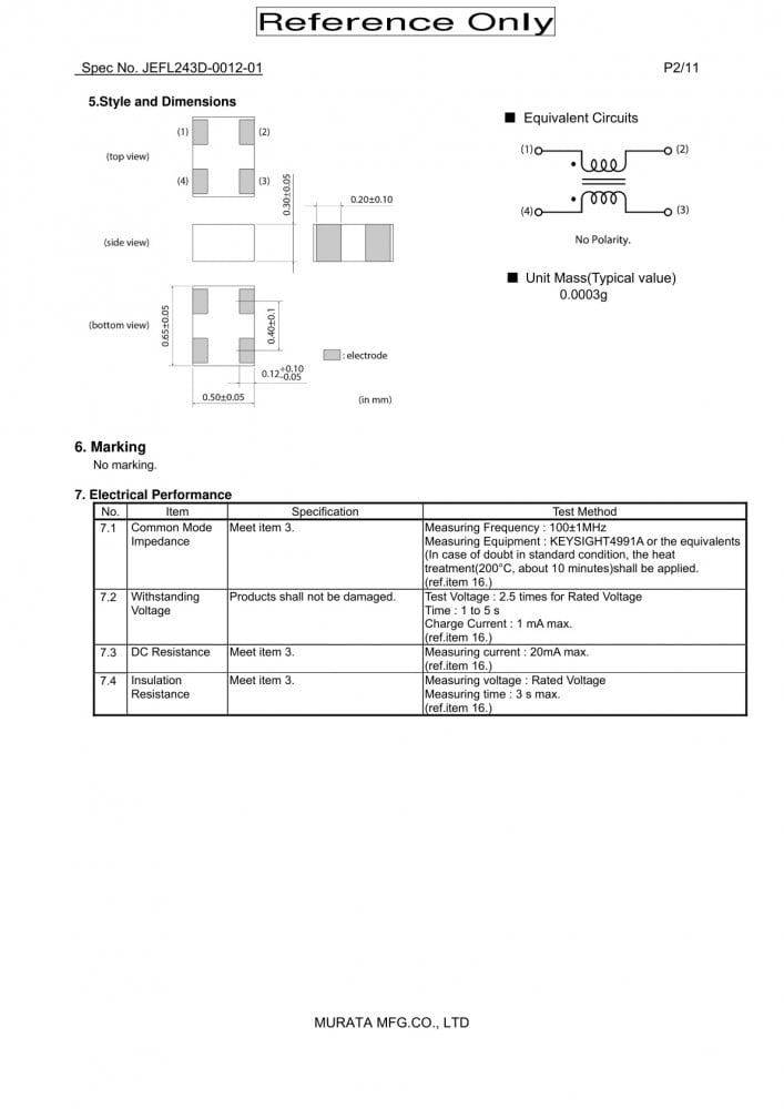 Murata specification page 2