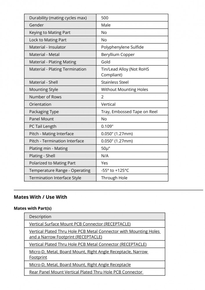 Technical document page 2 for MK-235-025-125-0000