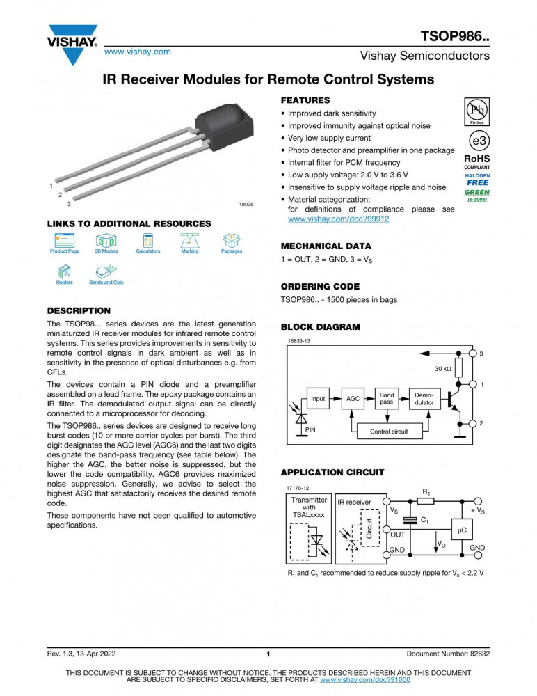 TSOP98638 technical document page 1