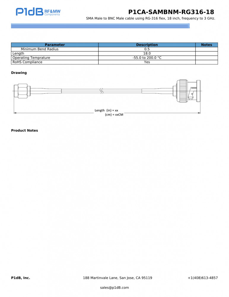 P1CA-SAMBNM-RG316-18 product documentation page 2