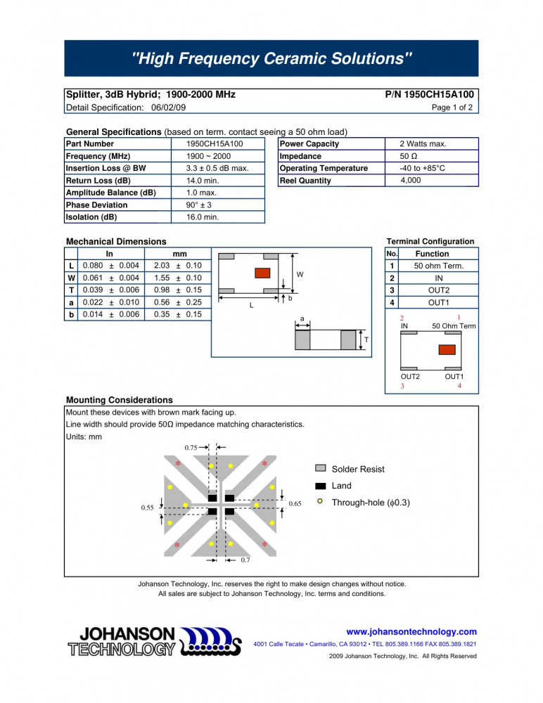 1950CH15A0100001E datasheet page 1