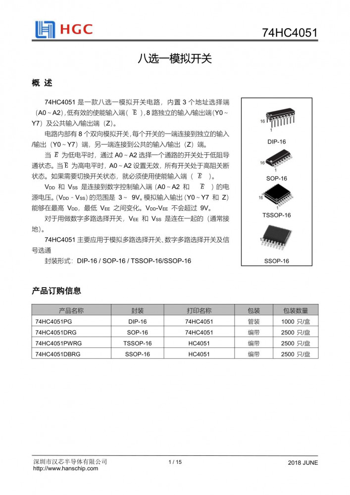 74HC4051PWRG datasheet page 1