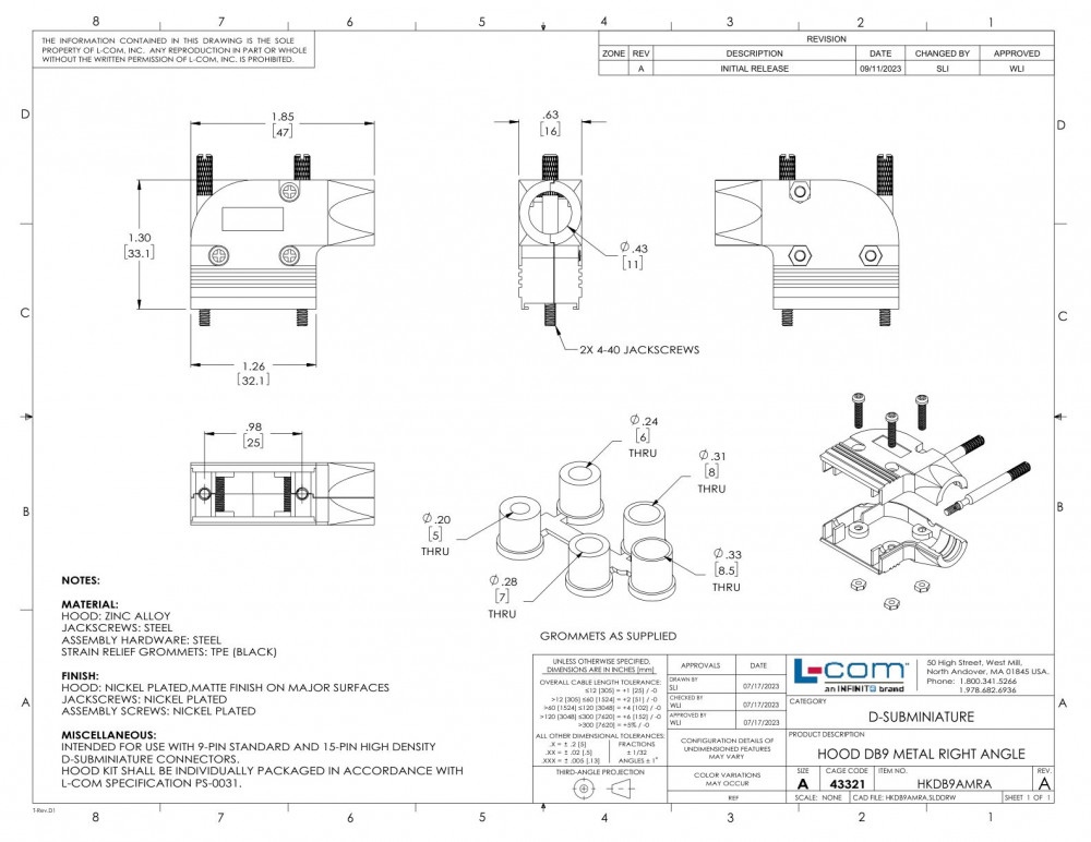 L-com HKDB9AMRA technical document page
