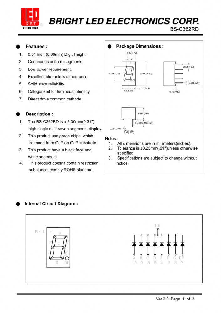 BS-C362RD product document, page 1