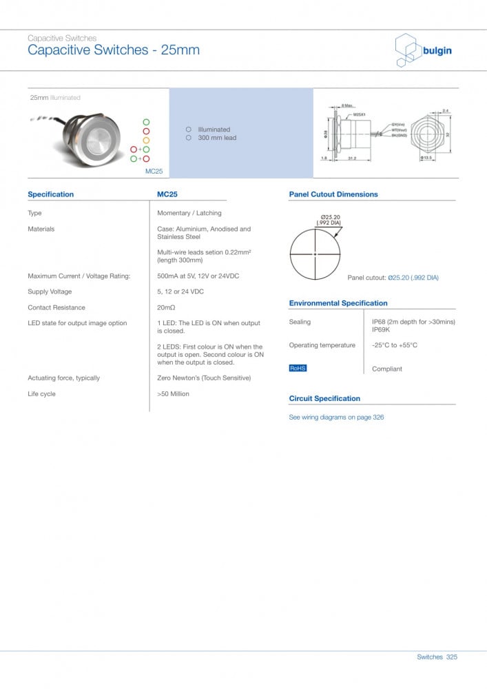 Bulgin capacitive switch datasheet page 5