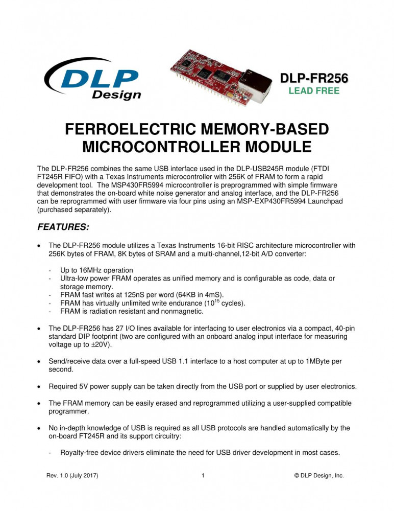 DLP-FR256 document page 1