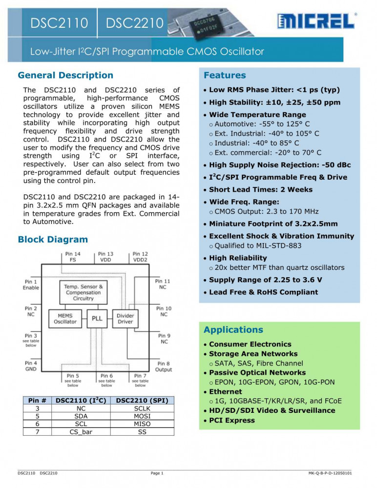 DSC2210 datasheet page 1