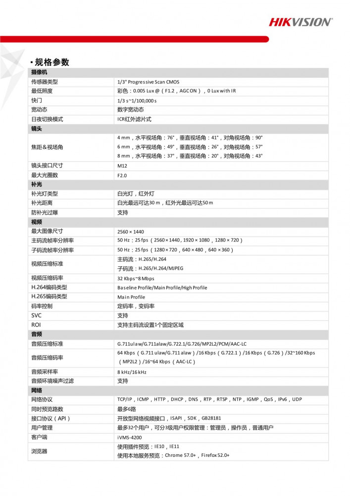 DS-IPC-B14HV3-LT(POE) datasheet page 2