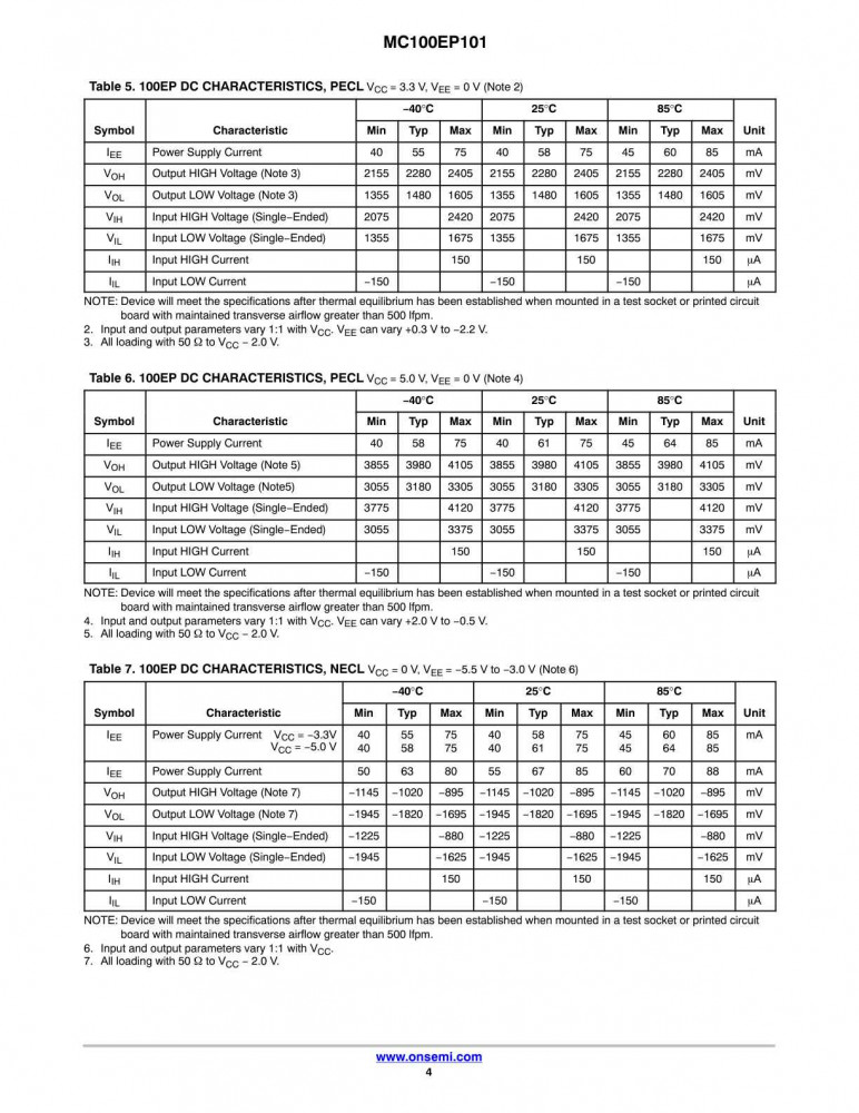 MC100EP101 datasheet preview, page 4