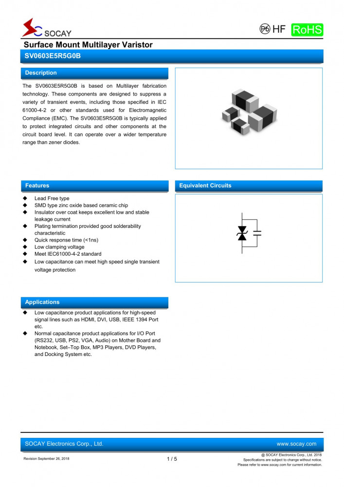 SV0603E5R5G0B datasheet page 1