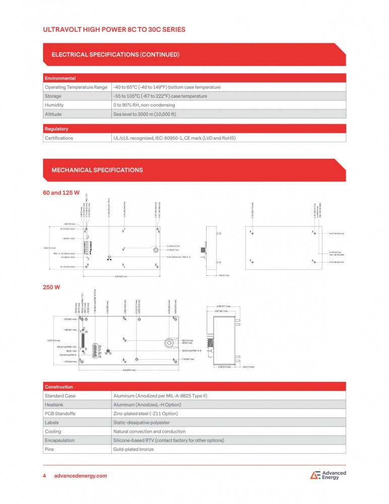 UltraVolt High Power C Series document page 4