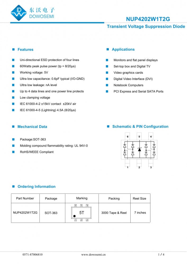 NUP4202W1T2G datasheet page 1