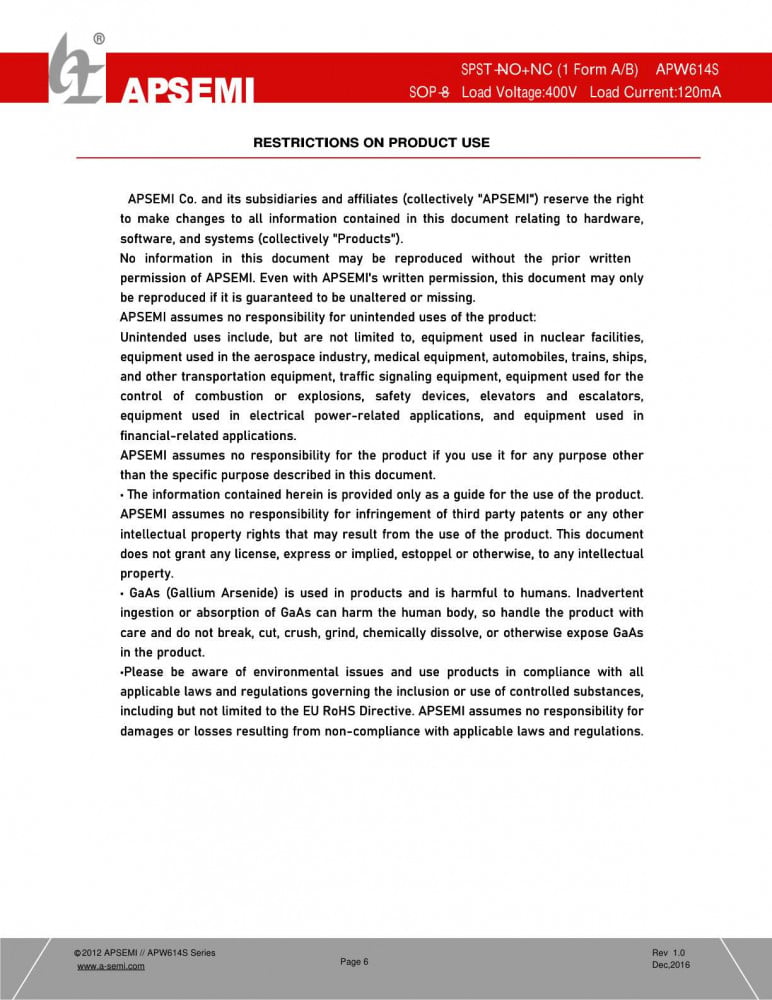 APW614S datasheet page 6