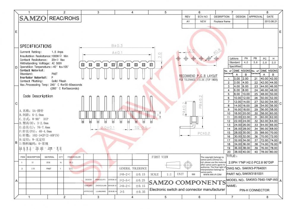 SAMZO 5AKW3-7640-110-W0 technical drawing